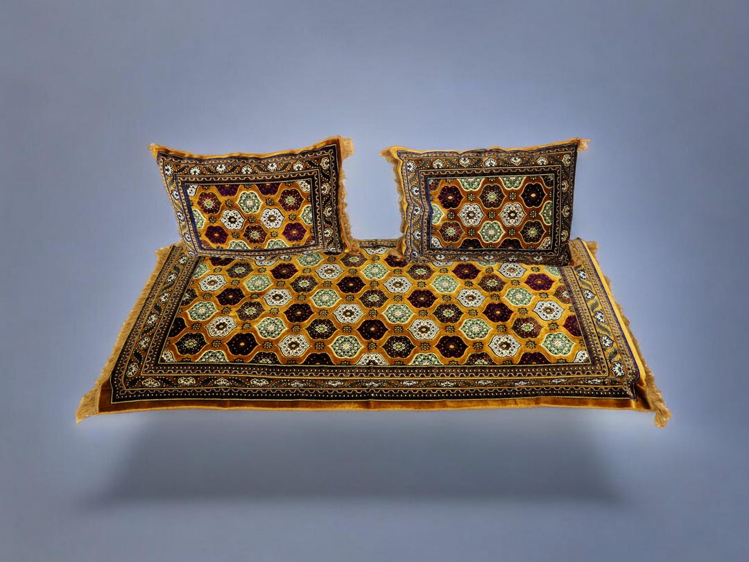 Set of 3 Pcs 1x Floor Cushion+2x Cushions Orient Afghan Nomad Pillow ...