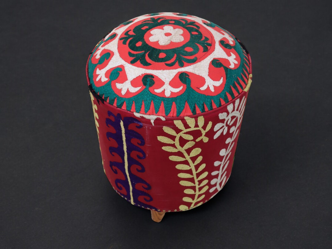 Vintage Oriental Luxurious Suzani Stool Chair Stool Seat Cushion ...