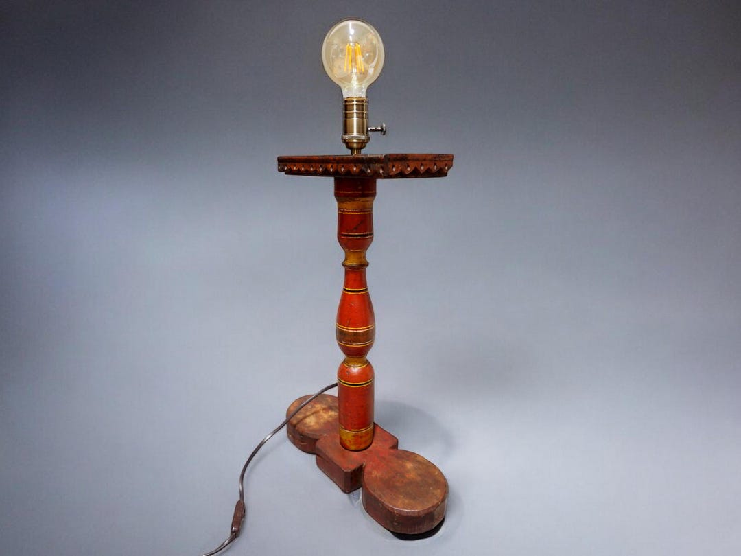 Antique Handpainted Stunning Vintage Lacquerware Wooden Table Lamp With ...