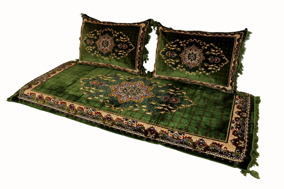Set of 3 Pcs 1x Floor Cushion2x Cushions Orient Afghan Pillow Rug Seat ...