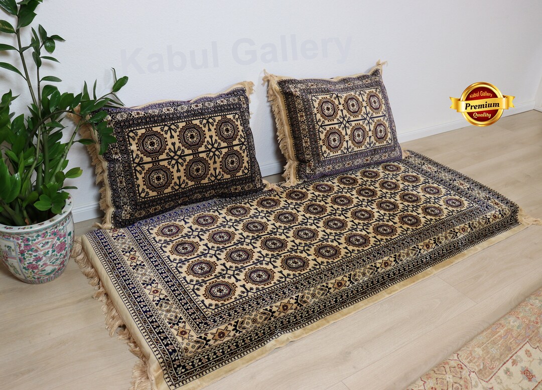 Set of 3 Pcs 1x Floor Cushion2 X Cushions Orient Afghan Pillow Rug Seat ...