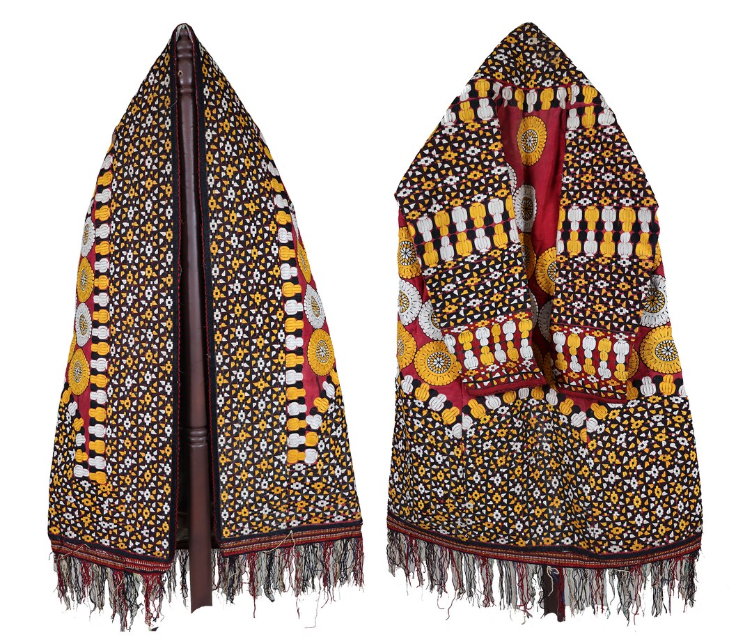 Antique Hand Embroidered Nomadic Turkmen Uzbek Afghan Ethnic Ikat Silk ...