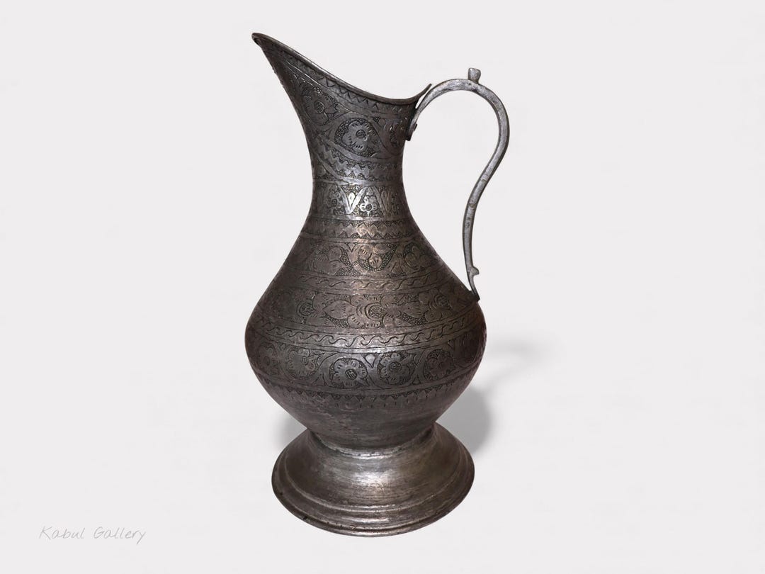 Antique Islamic Tinned Copper Water Jug Pitcher Middle Eastern Ewer ...