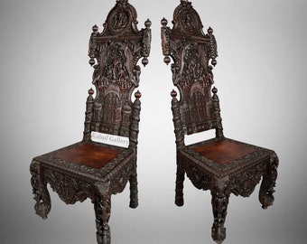 Carved Indian Chairs - Etsy