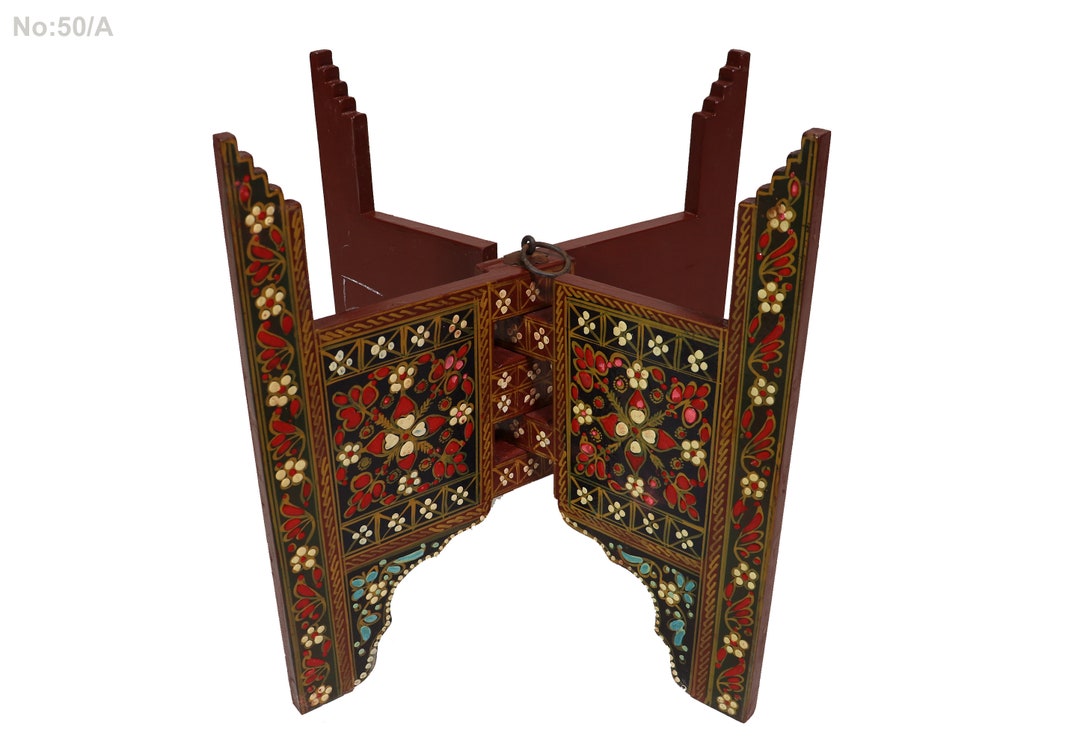 50 Cm Egyptian Moroccan Table Stand Folding Table Base Carved Wooden ...