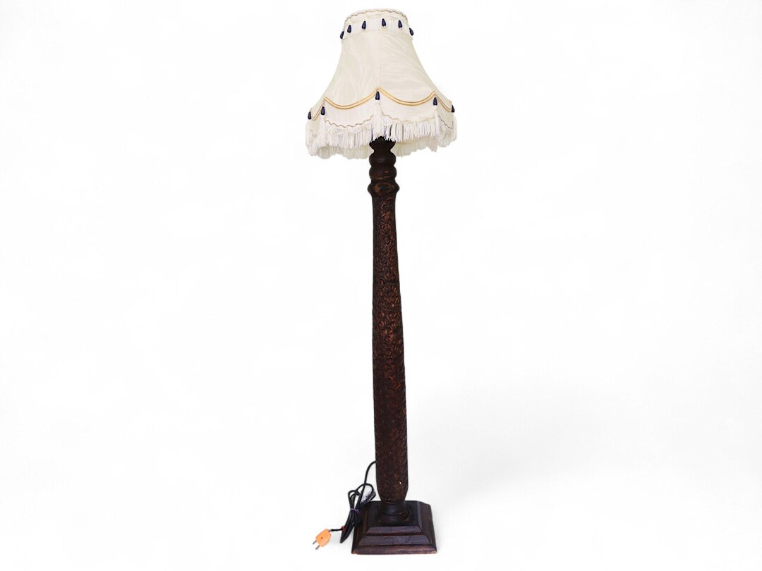 120 Cm Heigh Vintage Handmade Solid Wood and Handcarved Oriental Lamp ...
