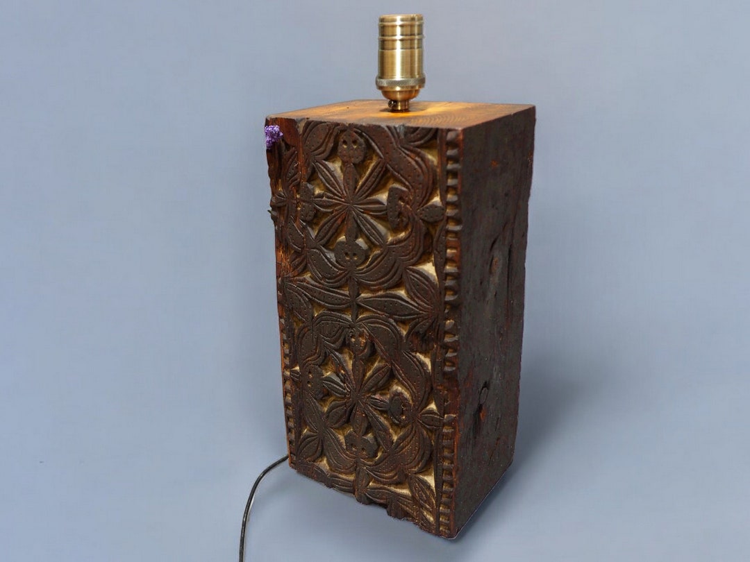 Antique Wooden Table Lamp Lamp Base From Nuristan Afghanistan Swat ...