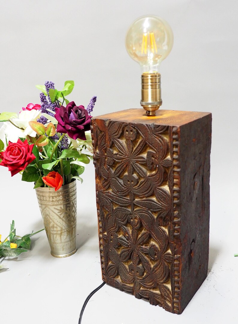 Antique Wooden Table Lamp Lamp Base From Nuristan Afghanistan Swat ...