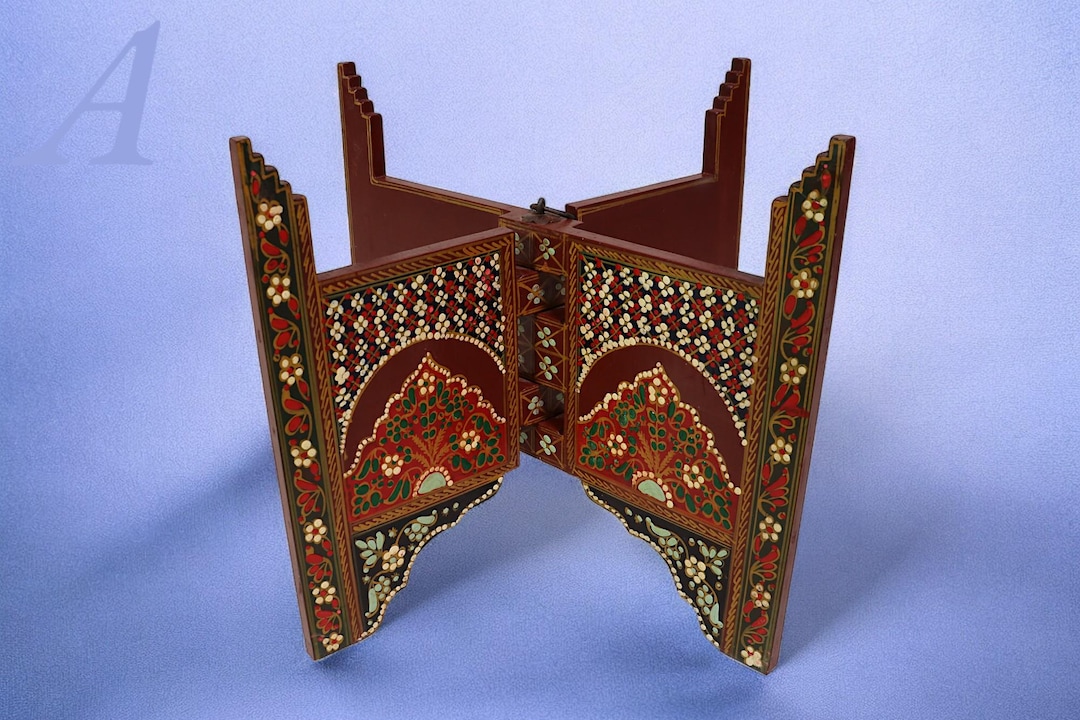 60 Cm Egyptian Moroccan Table Stand Folding Table Base Carved Wooden ...