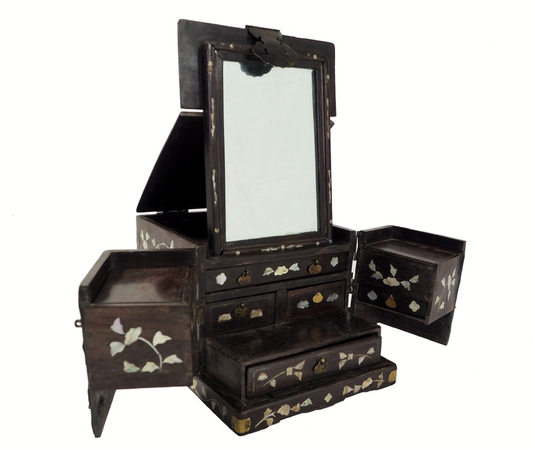 Beautiful Antique Chinese Jewellery Box With Mirror and Mother - Etsy