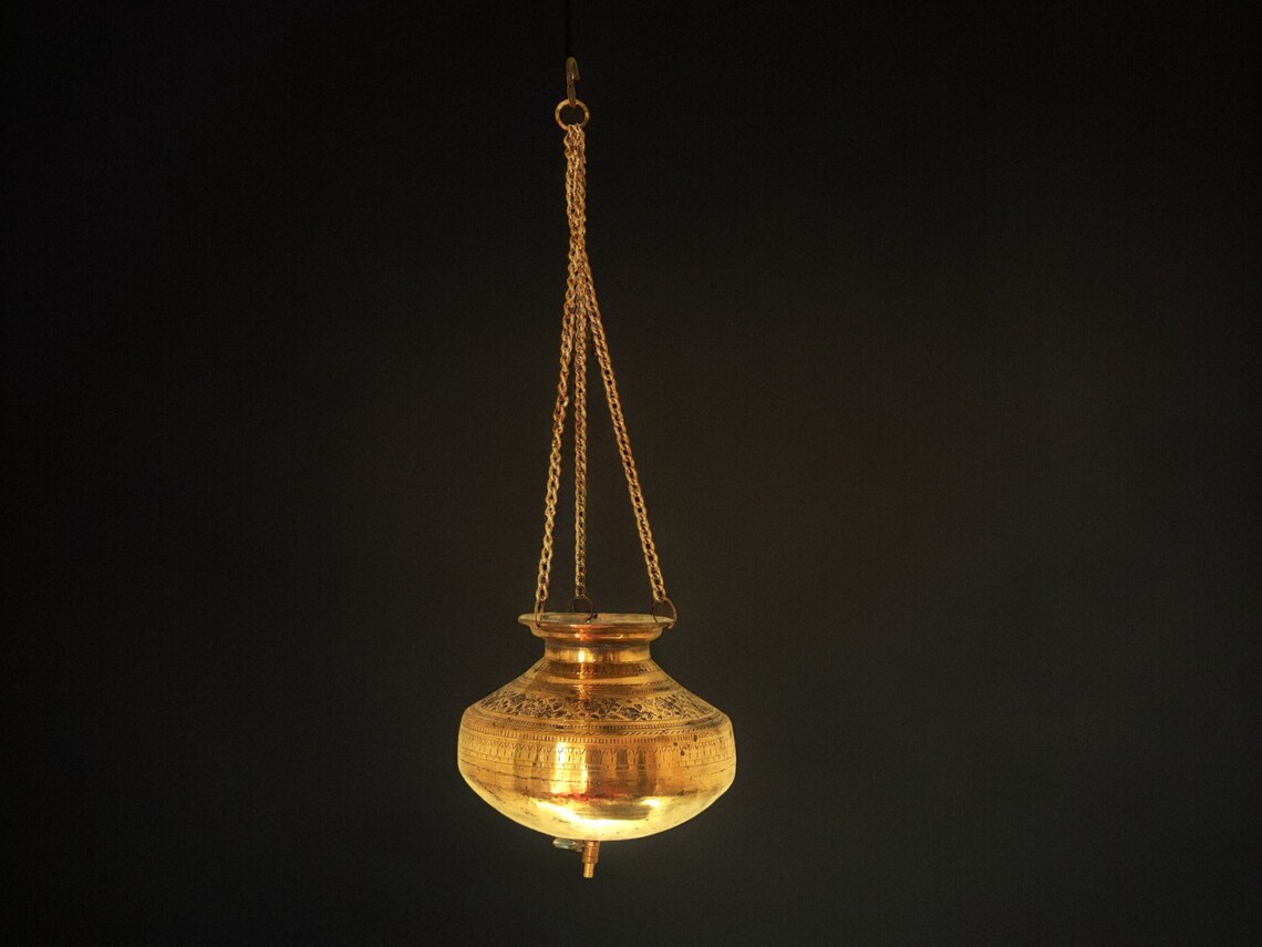9 Liters of Antique Solid Brass Orient Ayurveda Shirodhara Dhara Vessel ...