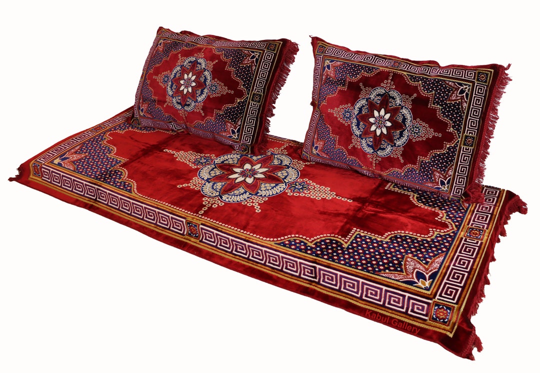 Set of 3 Pcs 1x Floor Cushion2x Cushions Orient Afghan Pillow Rug Seat ...