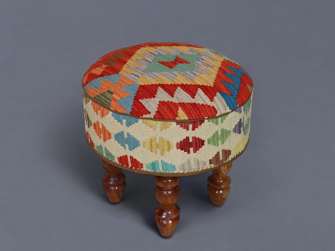Vintage Stool Bench Sofa Upholstered in an Afghan Kilim Couch Chair ...