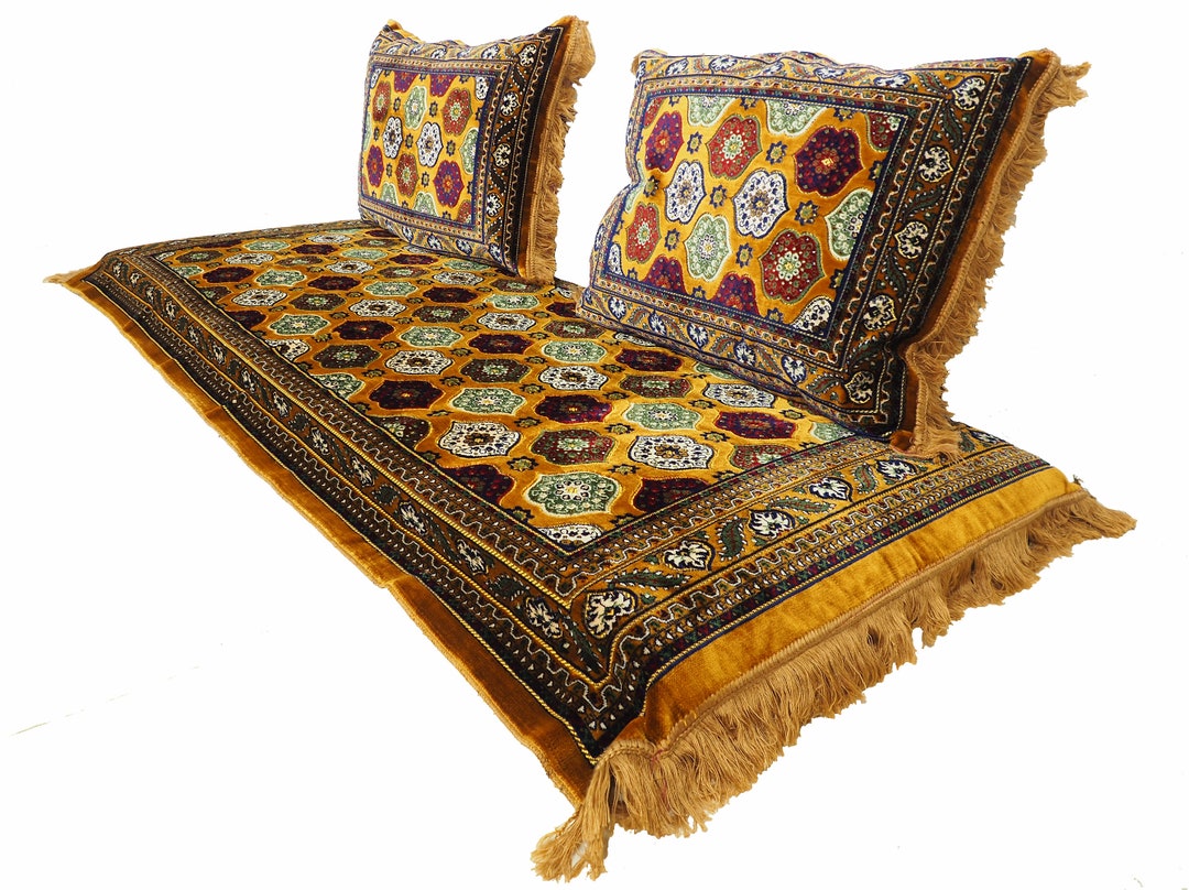 Set of 3 Pcs 1x Floor Cushion2x Cushions Orient Afghan Nomad Pillow Rug ...