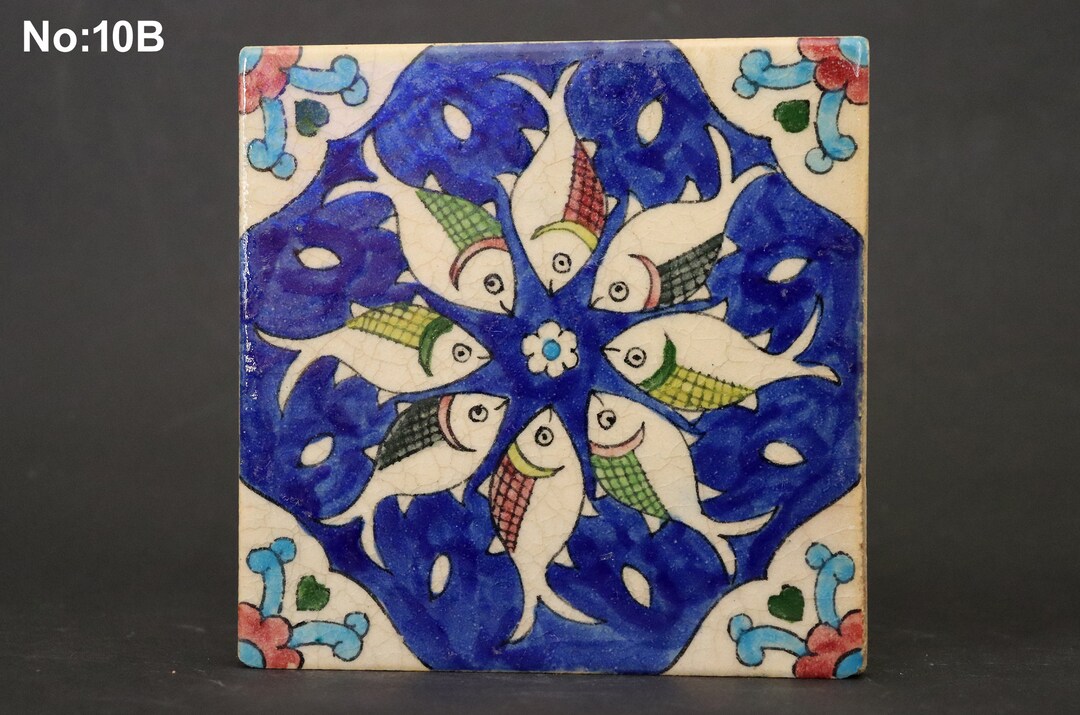 15x15 Cm Vintage Rare Handmade Islamic Oriental Glazed Floor Tiles ...