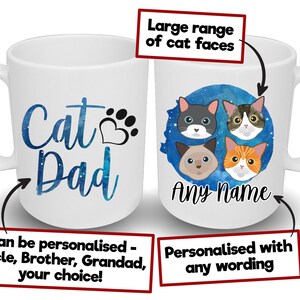 Spoilt Rotten Pets Personalised Cat Dad Mug Perfect Gift for Father's ...