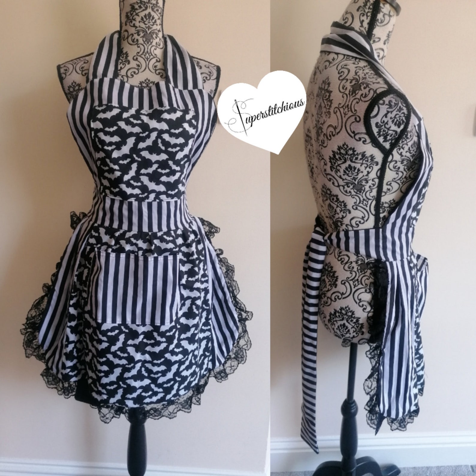 Goth Apron Rockabilly Apron Retro Pin Up Kitchen Witch - Etsy