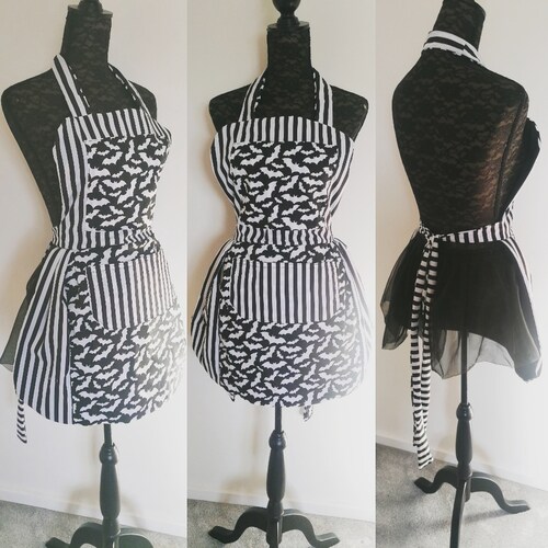 Goth Apron Rockabilly Apron Retro Pin Up Kitchen Witch - Etsy