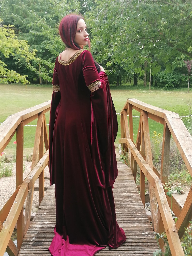 Arwen Cranberry Dress, Elven, Fantasy Gown, Medieval, Cosplay, Larp ...