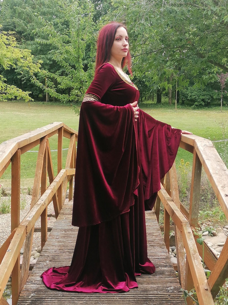 Arwen Cranberry Dress, Elven, Fantasy Gown, Medieval, Cosplay, Larp ...
