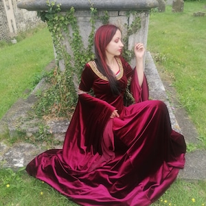 Arwen Cranberry Dress, Elven, Fantasy Gown, Medieval, Cosplay, Larp ...
