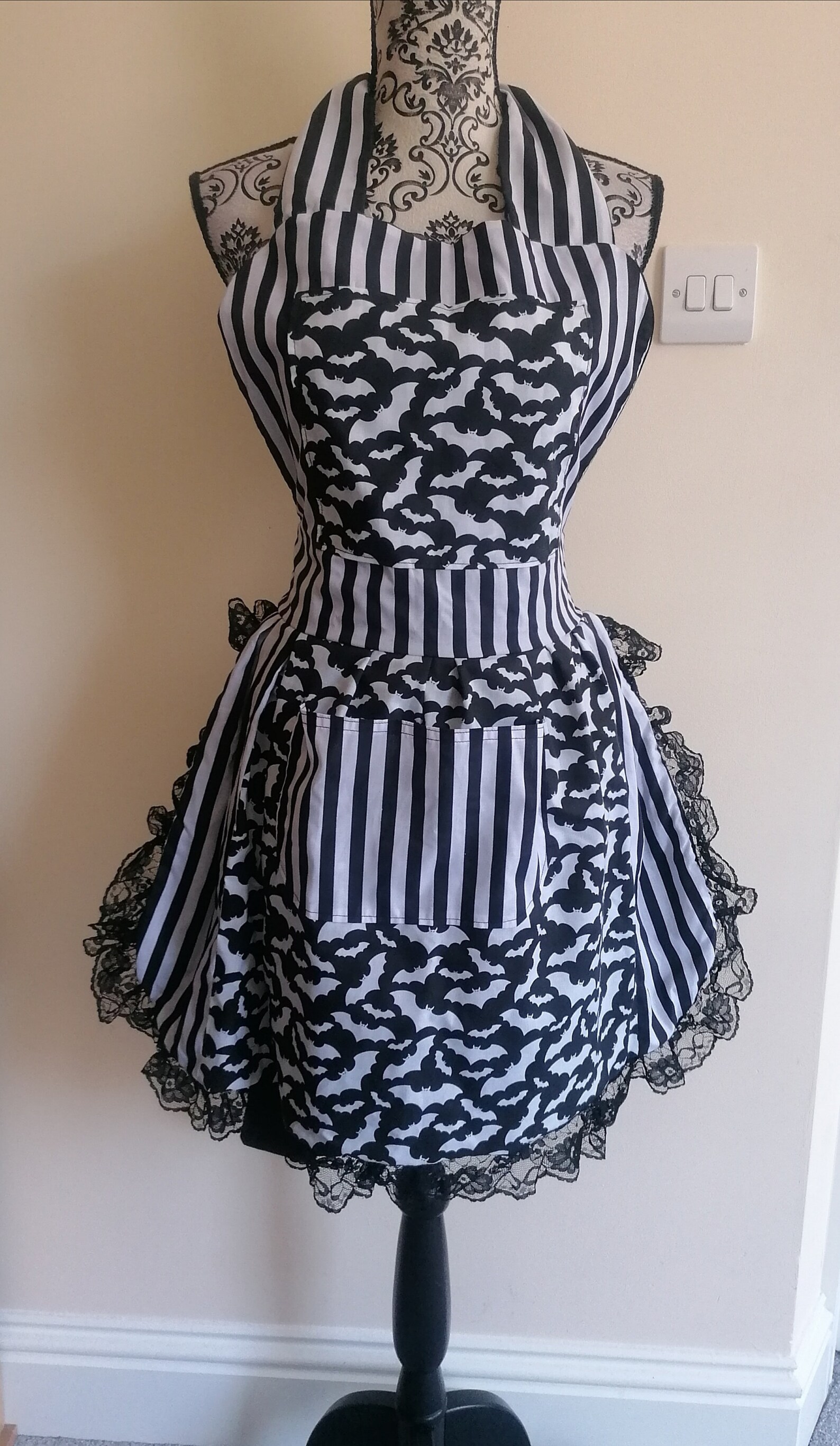 Goth Apron, Rockabilly Apron, Retro, Pin Up, Kitchen Witch, Halloween ...