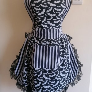 Goth Apron, Rockabilly Apron, Retro, Pin Up, Kitchen Witch, Halloween ...