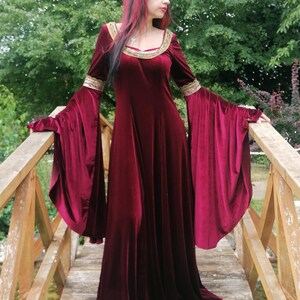 Arwen Cranberry Dress, Elven, Fantasy Gown, Medieval, Cosplay, Larp ...