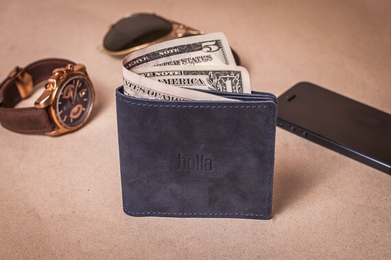 Minimal Leather Wallet Mens Leather Wallet Minimalist - Etsy