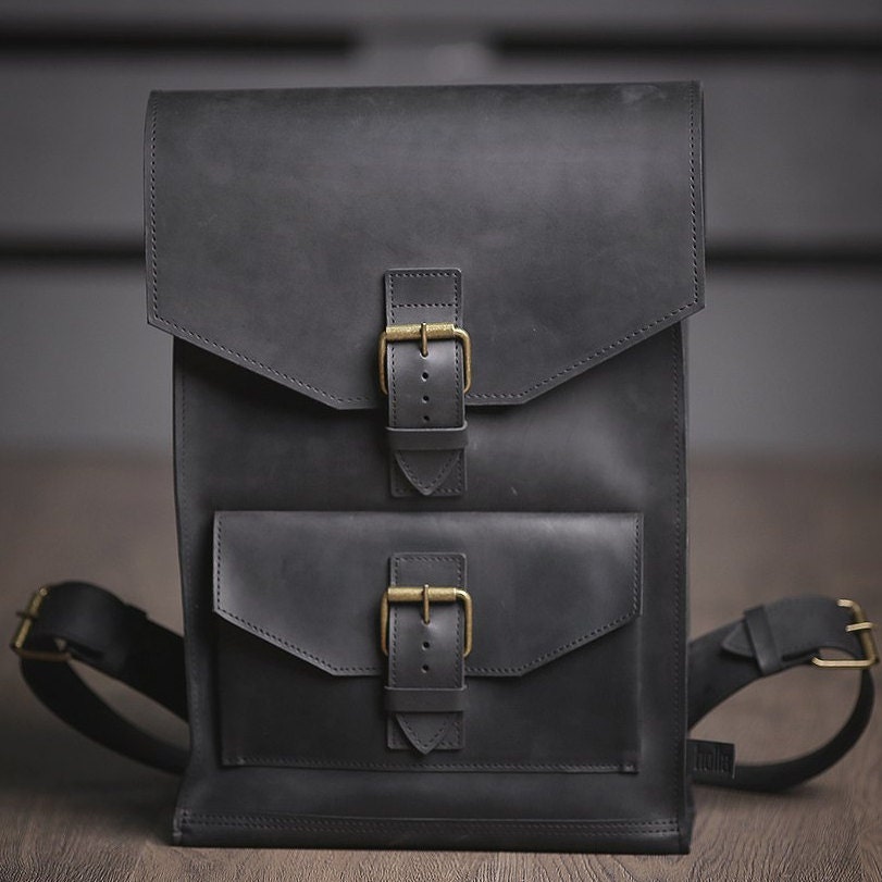LEATHER BACKPACK Men Black Leather Backpack Laptop Leather - Etsy