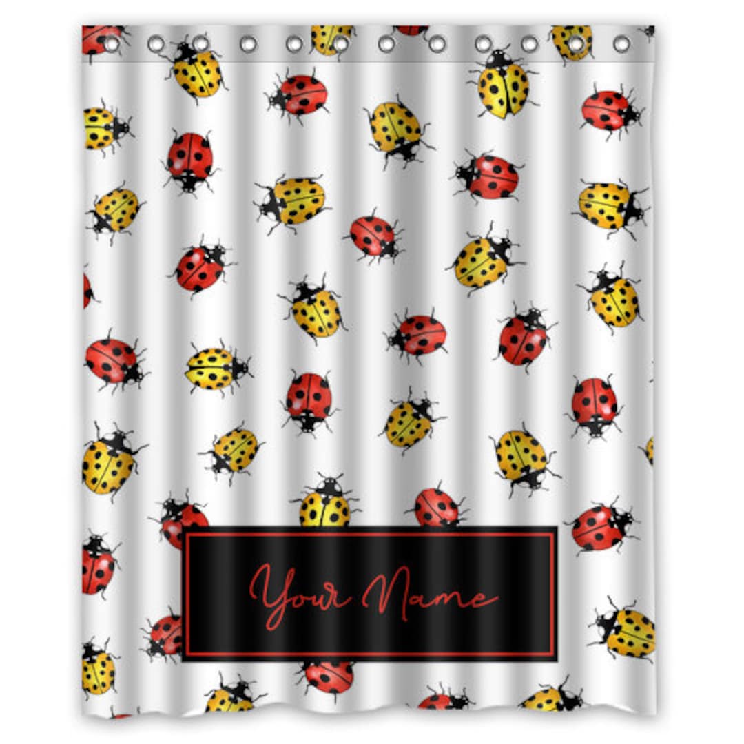 Personalized Ladybugs Insect Shower Curtains Set With Hook, Waterproof ...