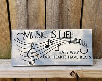 MUSIC is Life That's Why Our Hearts Have Beats - Etsy