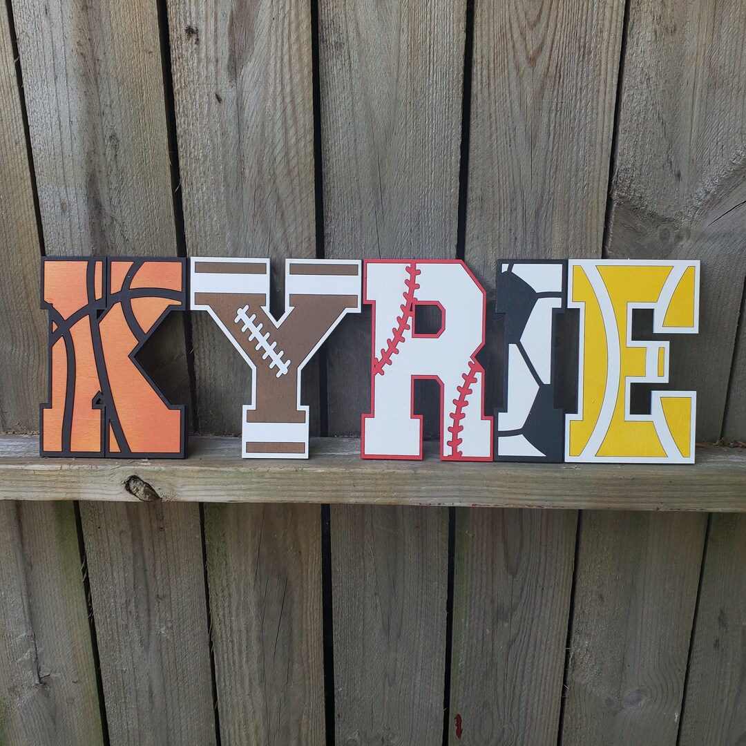 Sport Themed Name - Rustic Wood Sign - Etsy