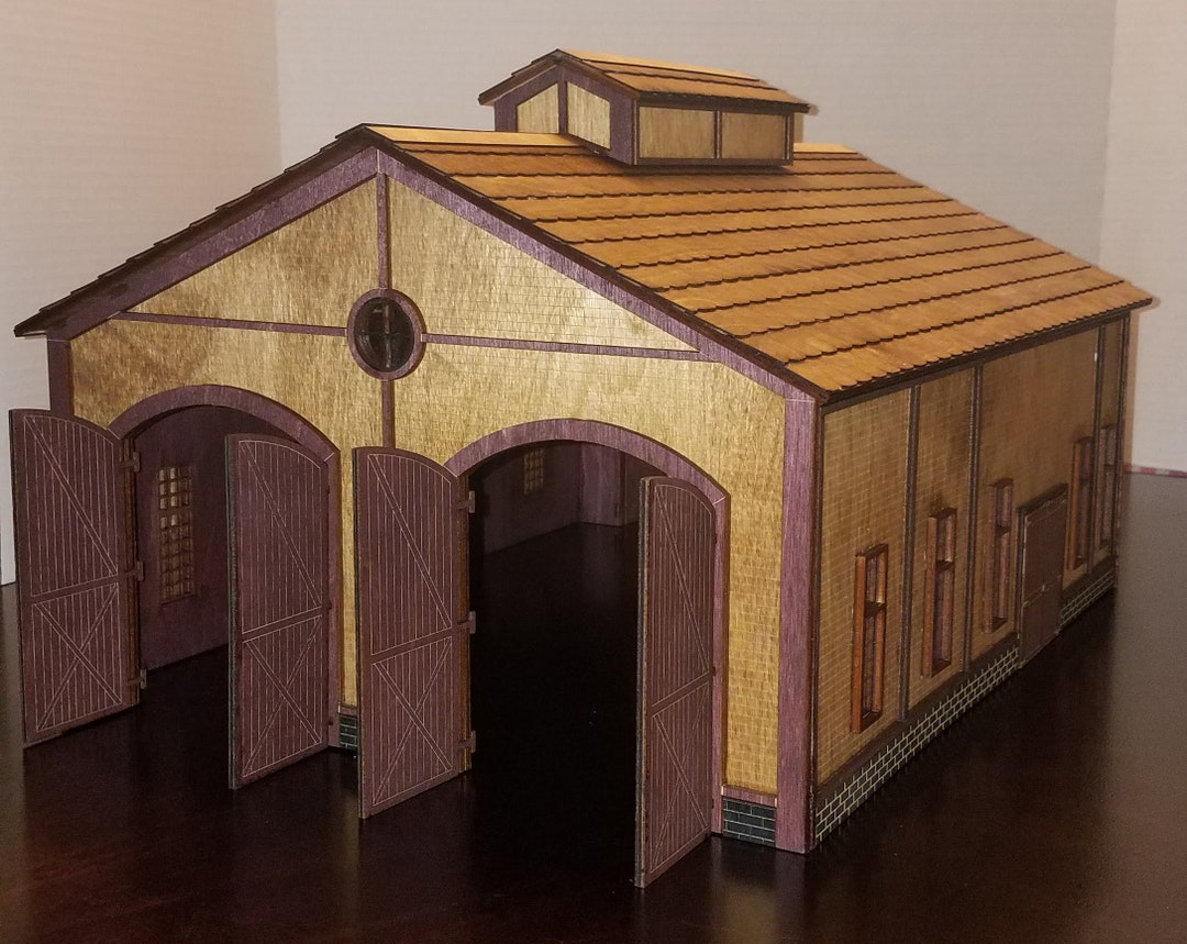 O Scale Double Stall Engine House - Model Railroad Train Kit Building ...