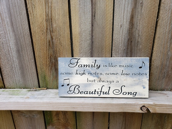 Rustic Wood Sign Family is Like Music Some High Notes Some | Etsy