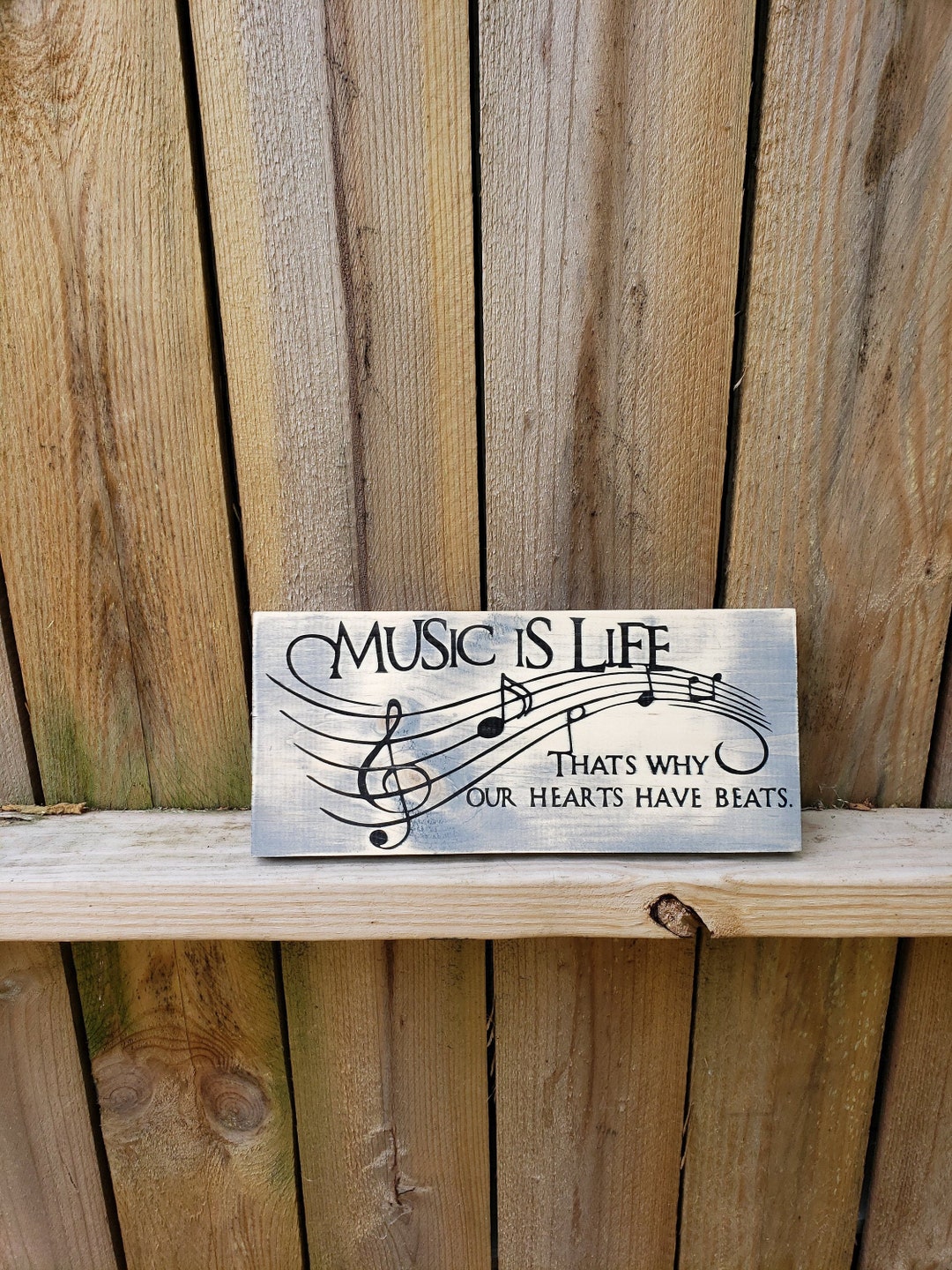 Rustic Wood Sign Music is Life That's Why Our Hearts Have Beats - Etsy