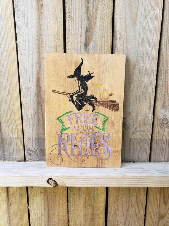 Rustic Wood Sign Free Broom Rides | Etsy