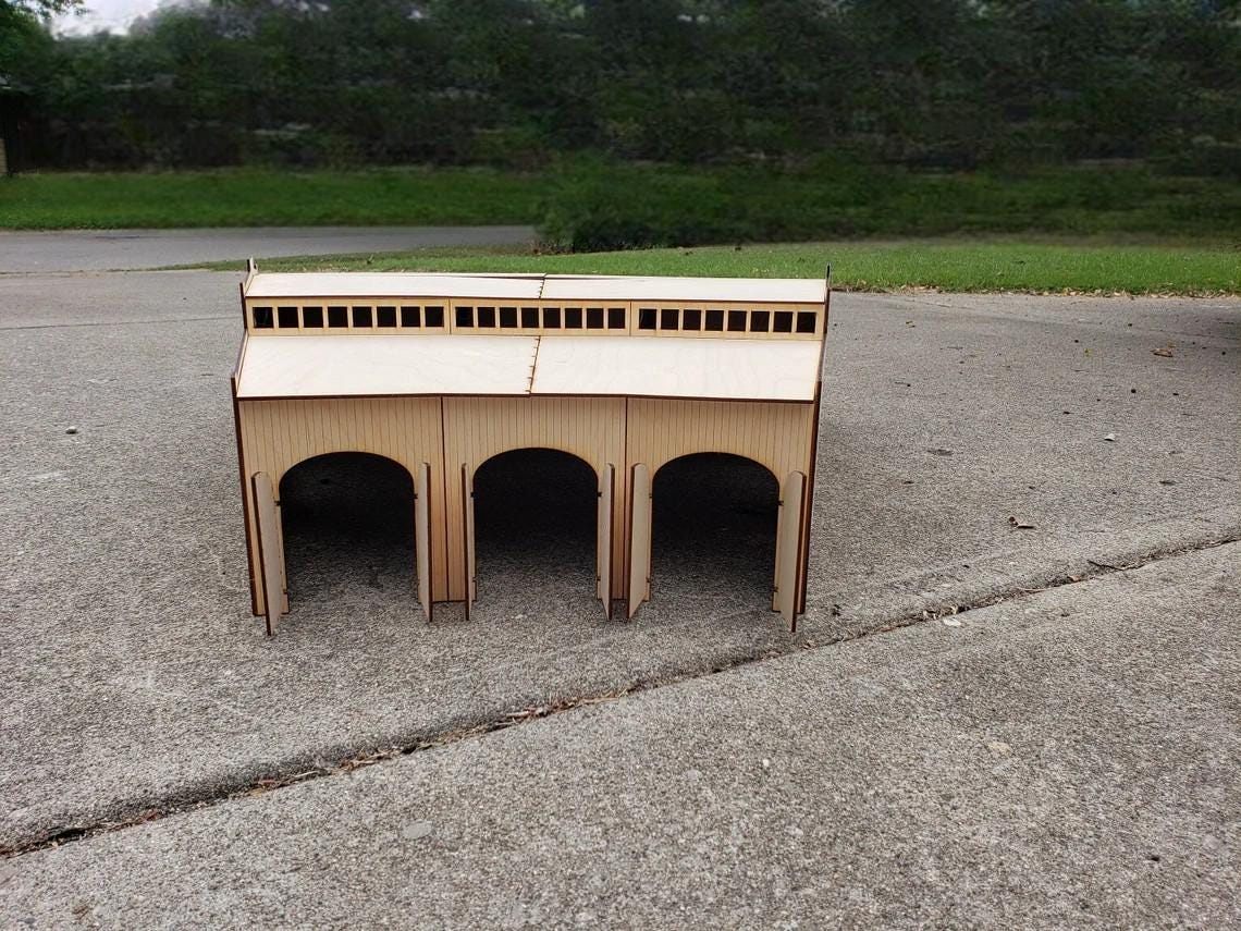 O Scale Triple Stall Roundhouse - Model Railroad Train Kit Building - Etsy