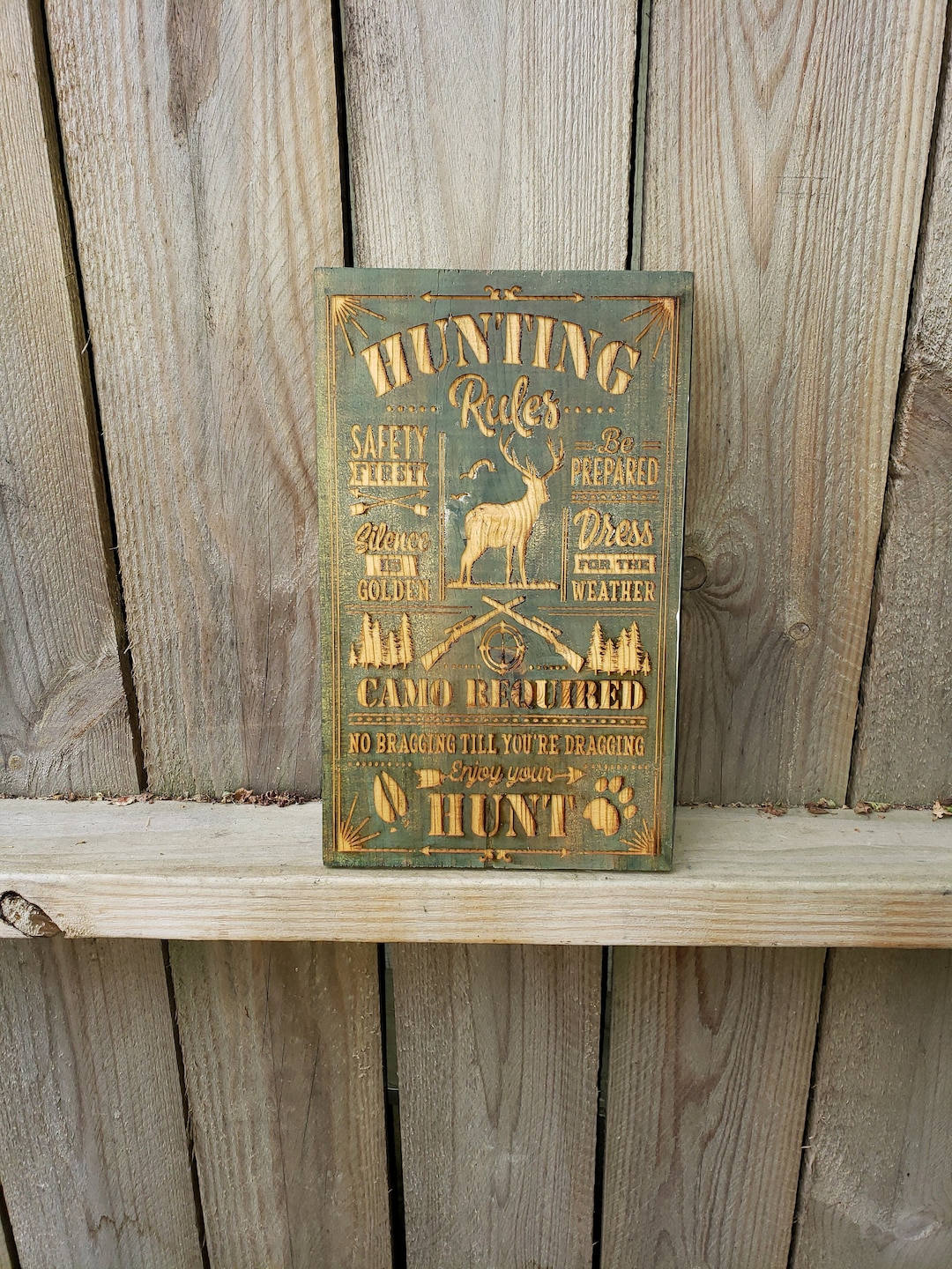 Hunting Rules - Rustic Wood Sign - Etsy