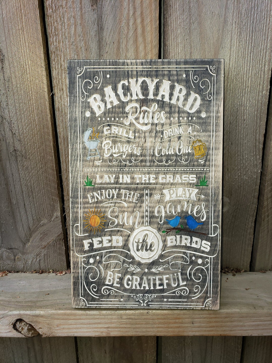 Backyard Rules - Rustic Wood Sign - Etsy