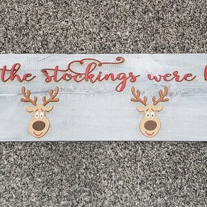 Rustic Wood Sign and the Stockings Were Hung - Reindeer Rudolph - Etsy