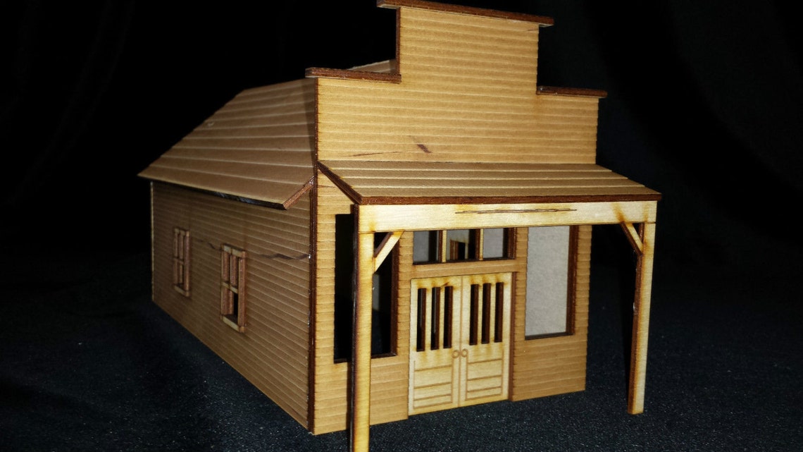 O Scale Store House Warehouse Saloon Kit Model Railroad Train Building ...