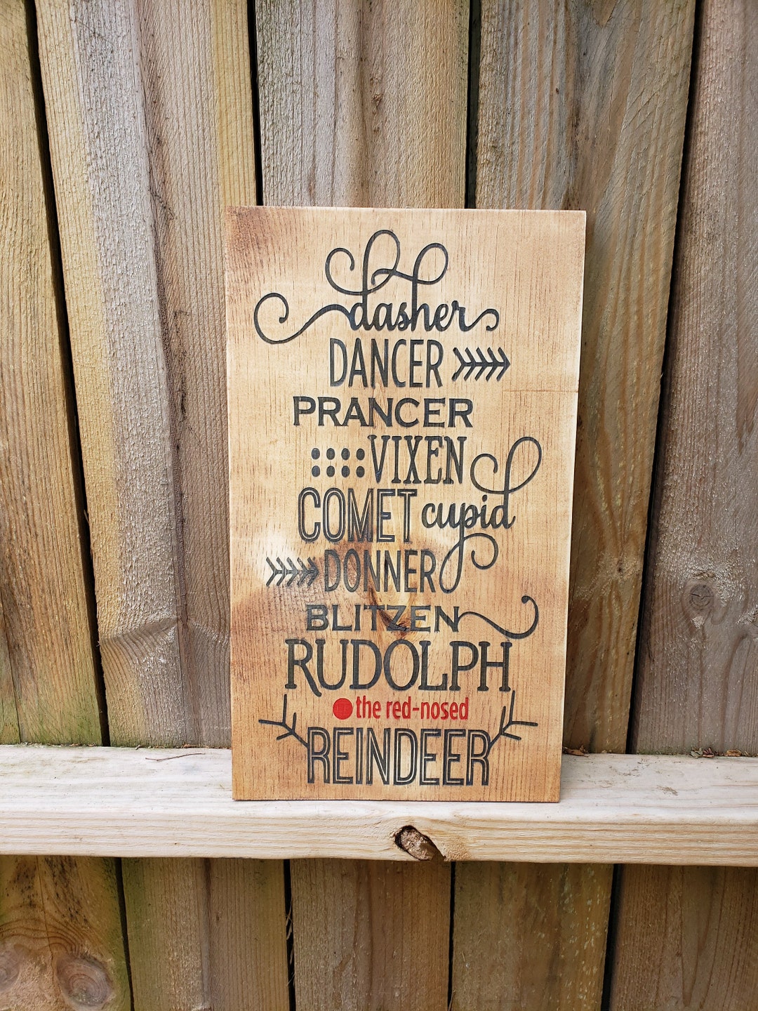 Rustic Wood Sign Dasher Dancer Prancer Vixen Comet Cupid Donner Blitzen ...