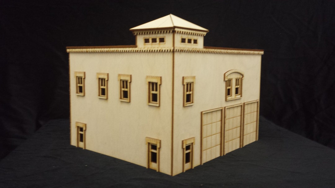 O Scale 3 Bay Fire Engine House Kit Model Railroad Train Building On30 ...