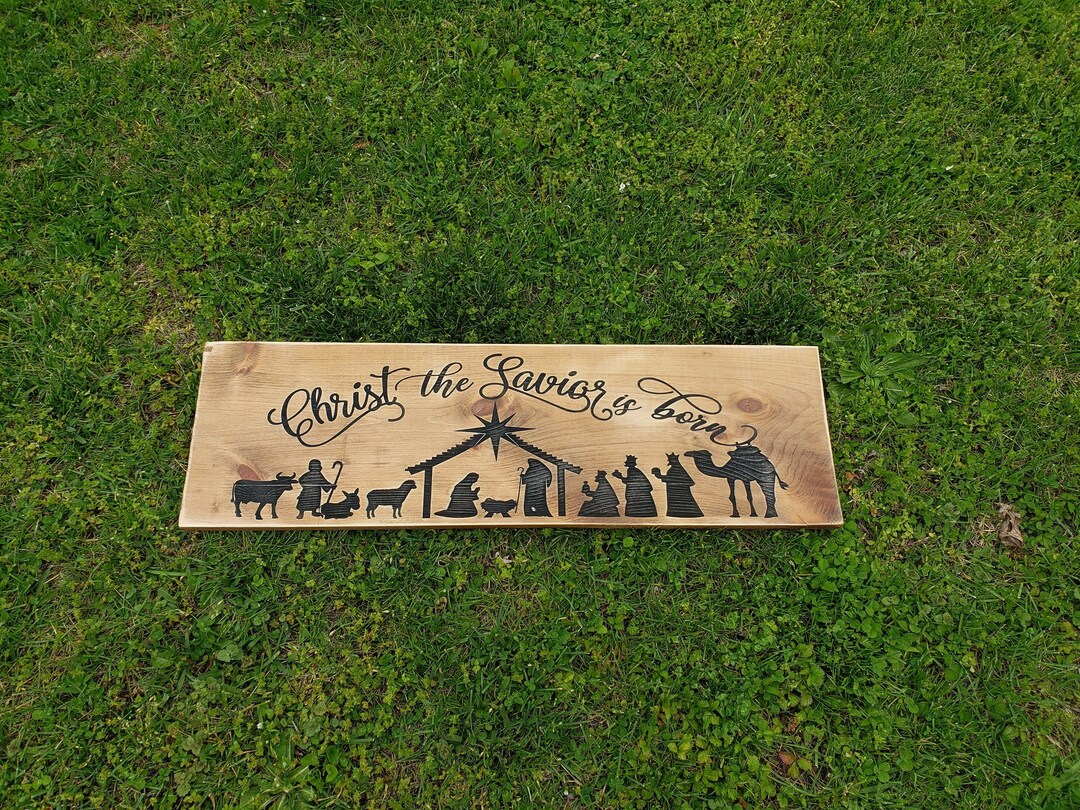 Rustic Sign - Christ the Savior is Born - Etsy