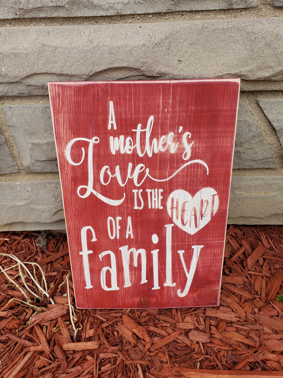 Rustic Sign A Mothers Love is the Heart of a Family - Etsy