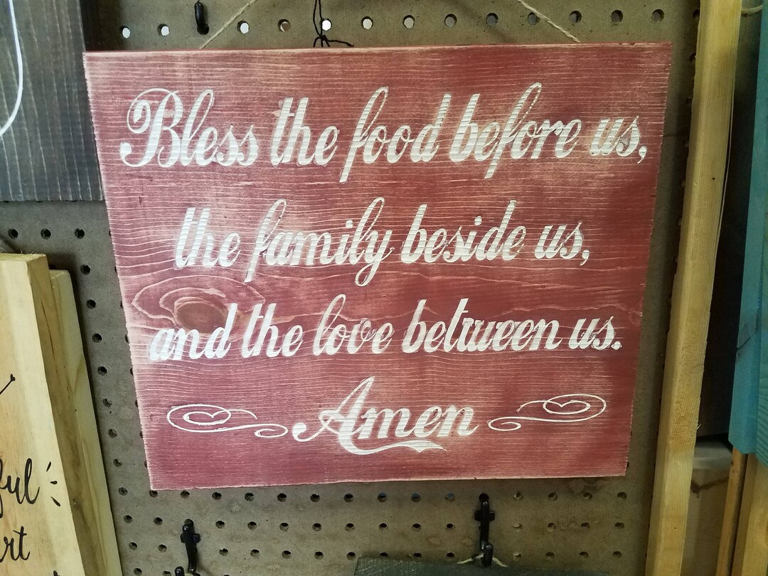 Rustic Wood Sign: Bless the Food Prayer, Barn Red, 12x12 - Etsy