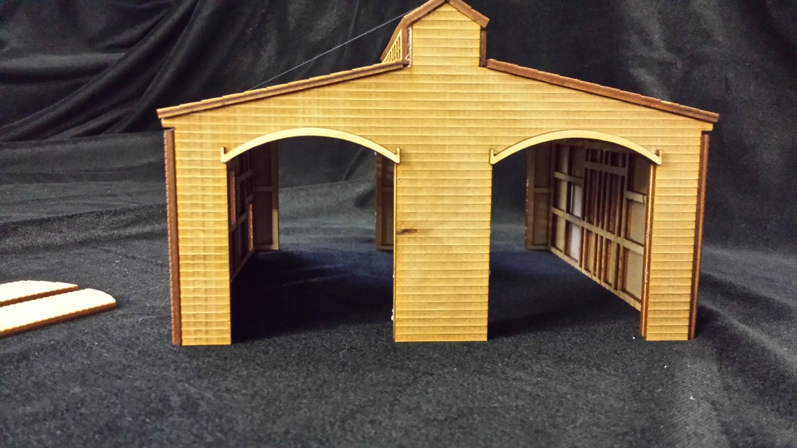 O Scale 2 Bay Engine House Kit Model Railroad Train Building On30 Scale ...