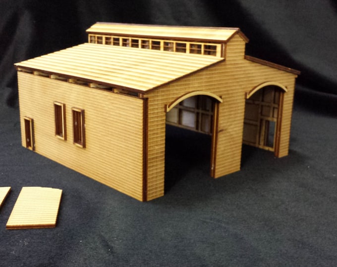 O Scale 2 Bay Engine House Kit Model Railroad Train Building On30 Scale ...