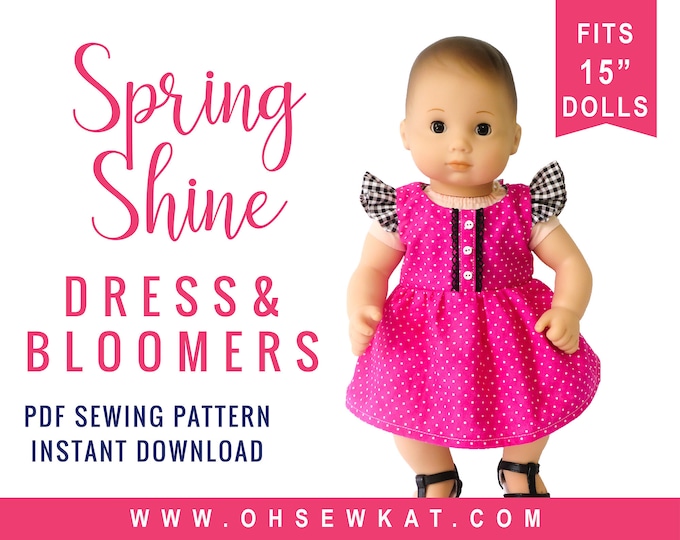 Doll Clothes Sewing Pattern for 15 Inch Baby Doll Clothes Flutter ...